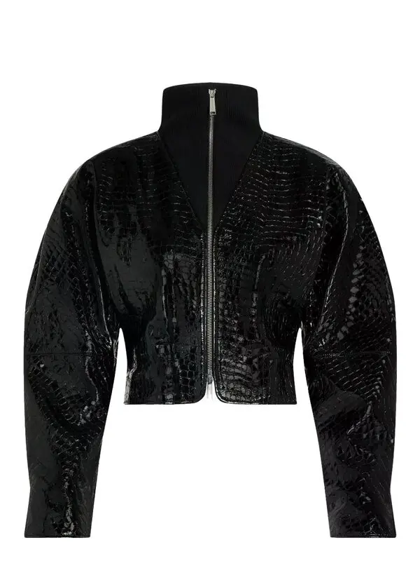 Karl Lagerfeld Croc-effect Leather Jacket - Black