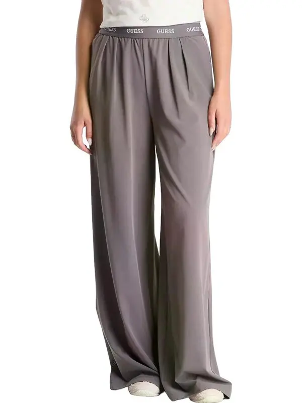 Guess Relaxed Fit Printed Logo Wide-leg Sweatpants - Grey