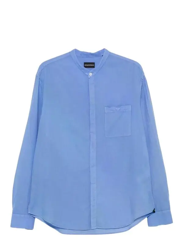 Emporio Armani Mandarin-collar Chest-pocket Shirt - Blue