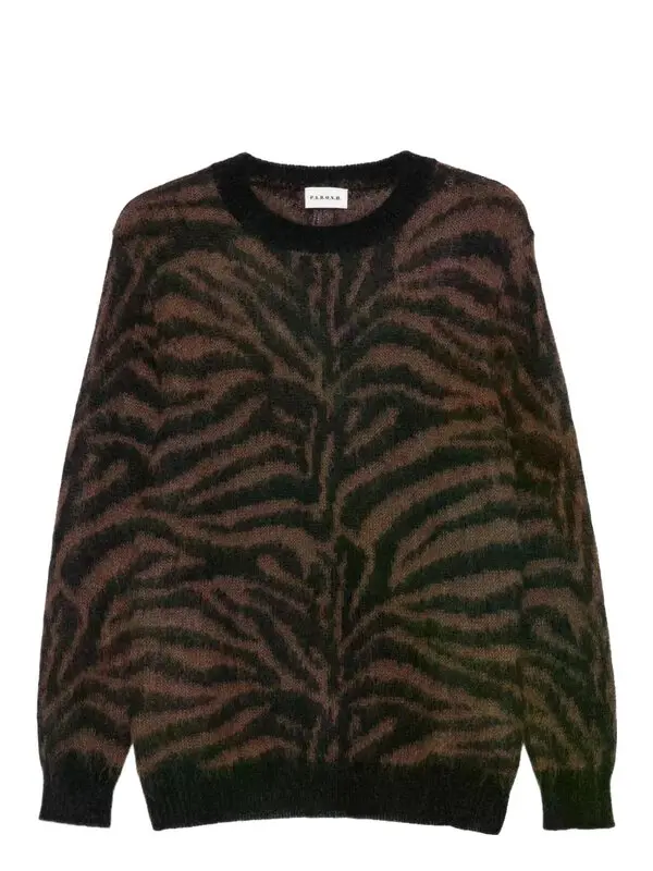 P.a.r.o.s.h Zebra Pattern Crew Neck Sweater - Brown
