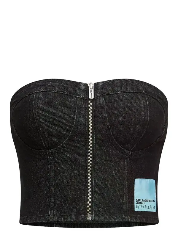 Karl Lagerfeld X Pietro Terzini Denim Bandeau Top - Black