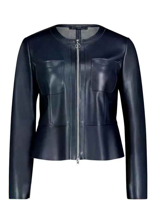 BETTY BARCLAY Zip-up Peplum Hem Jacket - Blue