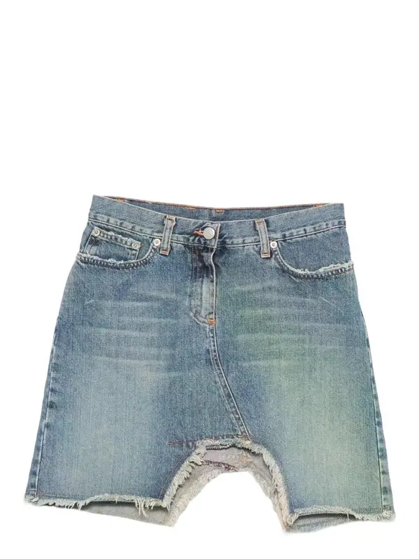 John Richmond 2000s Distressed Denim Miniskirt - Blue