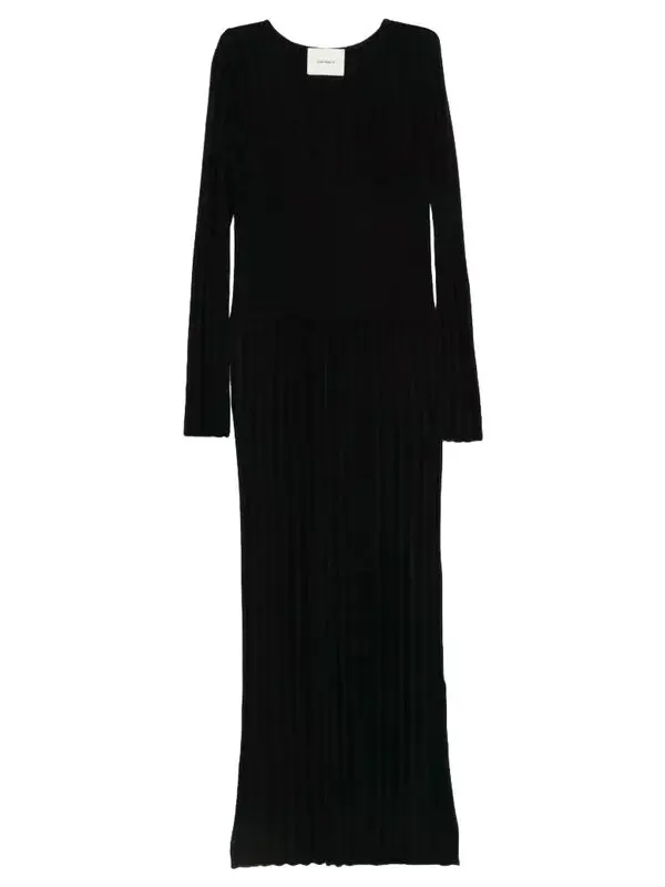 LISA YANG Ribbed-knit Long-sleeve Maxi Dress - Black