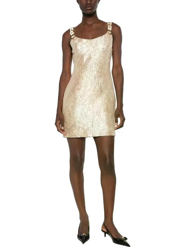 Versace Crushed Buckle-detail Mini Dress - Neutrals