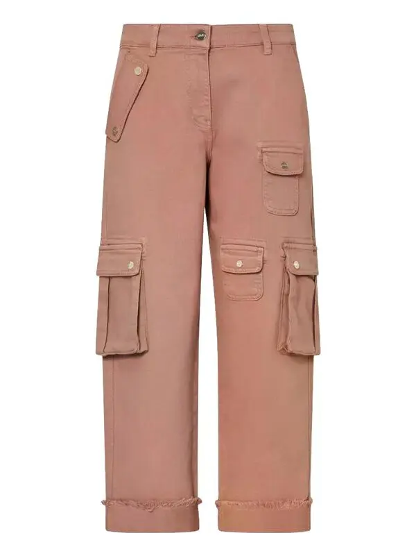 Liu Jo Cotton Cargo Pants With Multiple Pockets - Pink