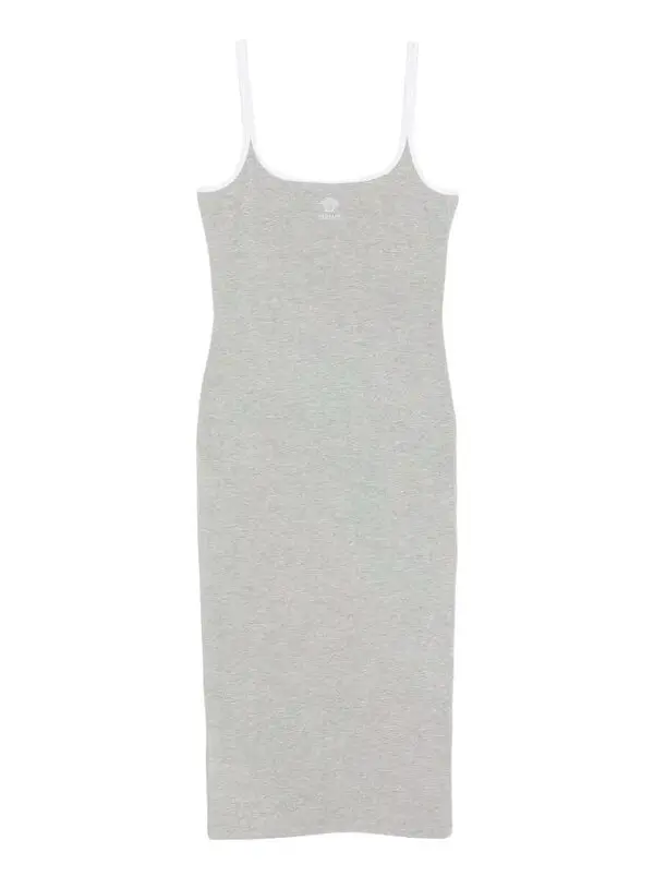 Versace Logo-embroidered Midi Dress - Grey