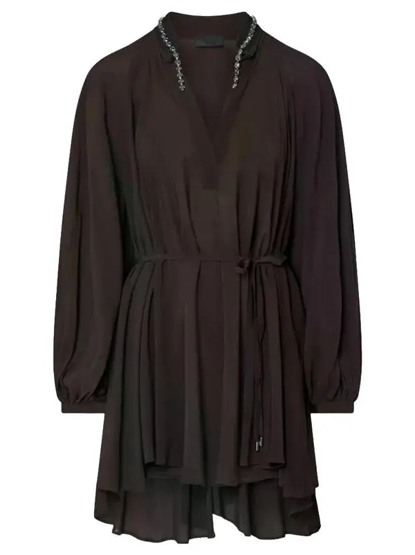 Liu Jo Short Dress With Jewel Embellishments - Brown