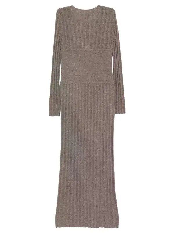 LISA YANG Ribbed-knit Long-sleeve Maxi Dress - Brown