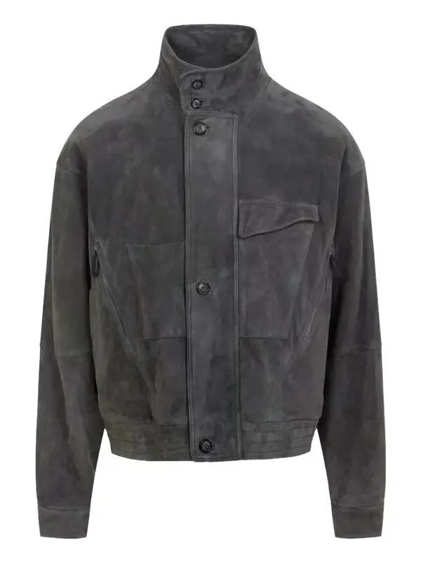 Giorgio Armani Suede Finish Leather Jacket - Grey