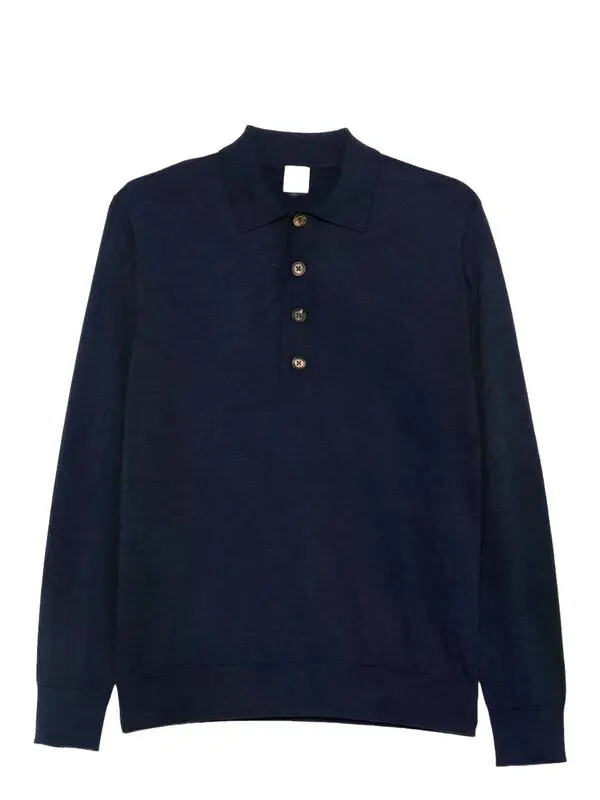 Eleventy Long-sleeve Polo Shirt - Blue