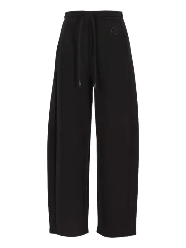 Max Mara Logo Embroidered Wide Leg Track Pants - Black