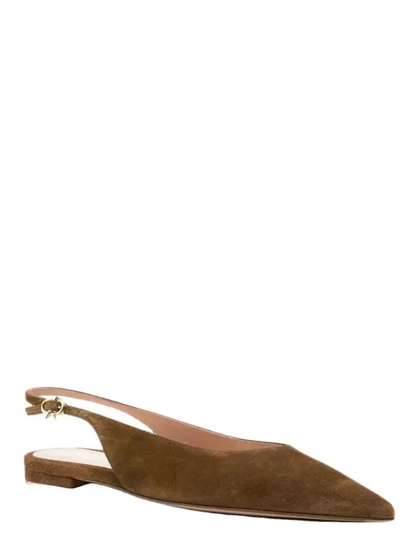 GIANVITO ROSSI Slingback Pointed-toe Ballet Flats - Brown