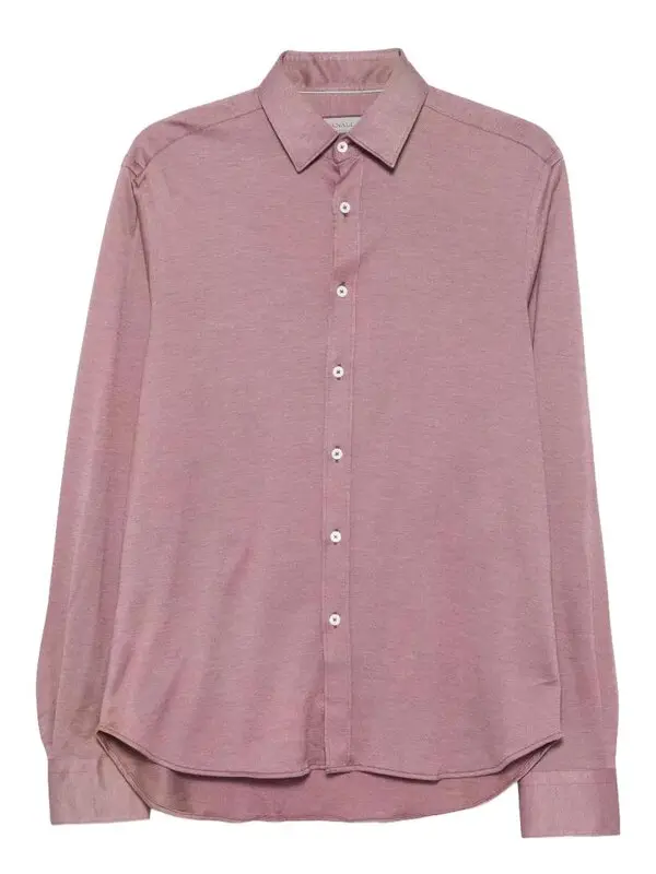 Canali Mélange-effect Button-down Shirt - Pink