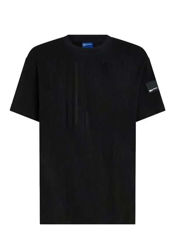 Karl Lagerfeld Ribbed-knit Logo-patch T-shirt - Black