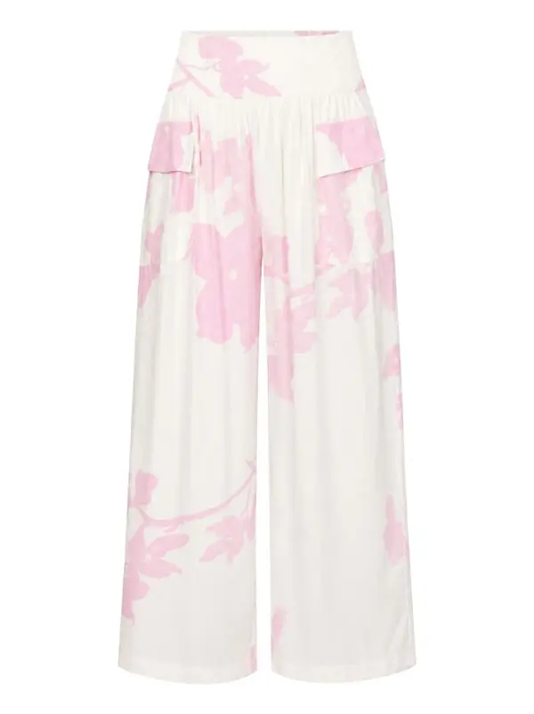 MUCHE & MUCHETTE Floral Wide Leg Pants - White