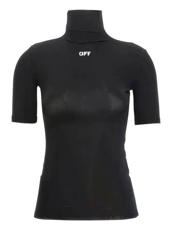 Off-White Short Sleeve High Neck T-shirt - Black