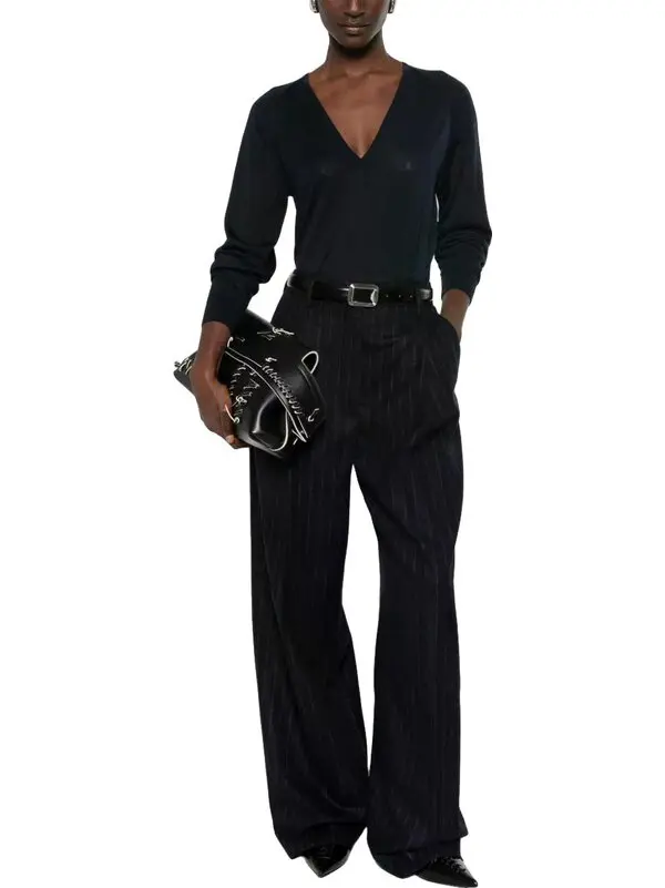 THELATEST Pinstriped Tailored Trousers - Blue