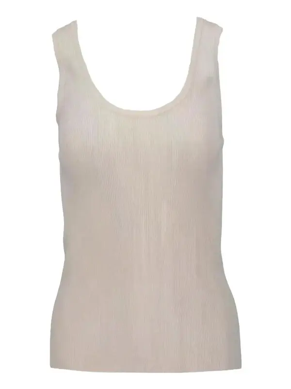 Isaia Ribbed Knit Scoop-neck Top - White