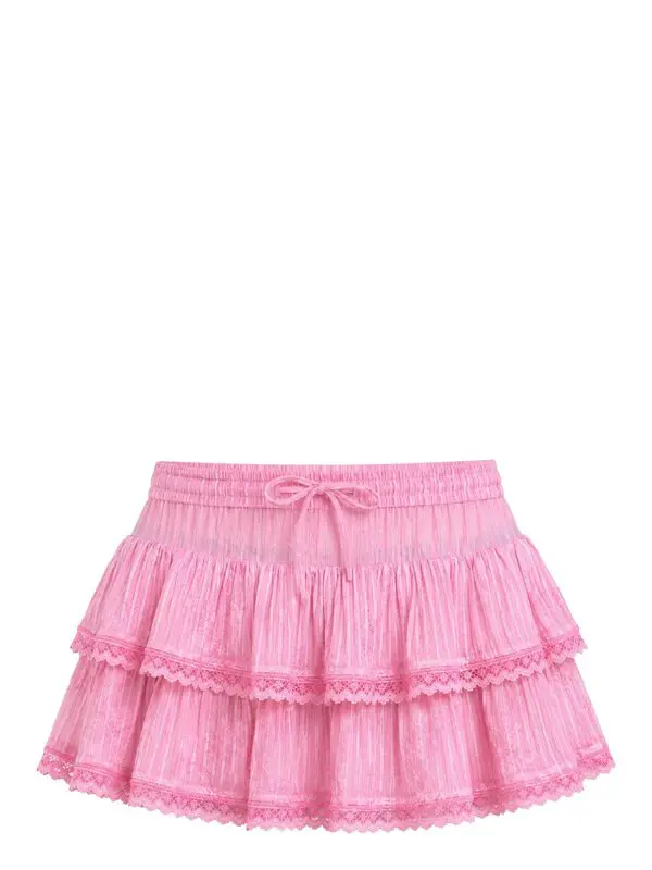 MUCHE & MUCHETTE Tiered Embroidered Skort - Pink