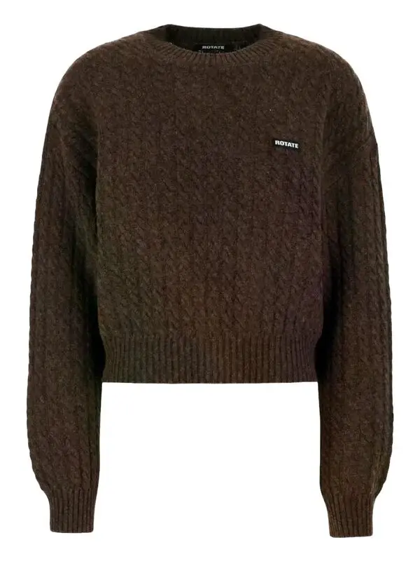 ROTATE BY BIRGER CHRISTENSEN Cable-knit Logo Patch Sweater - Brown