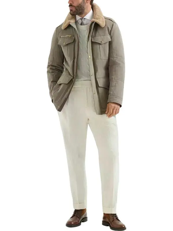 Brunello Cucinelli Cashmere Cable Knit Crew Neck Sweater - White