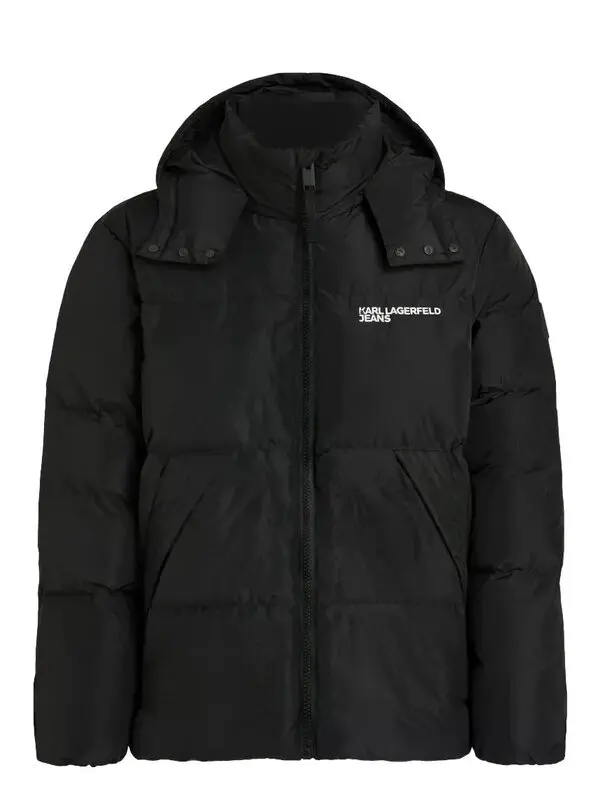 Karl Lagerfeld Logo-print Hooded Puffer Jacket - Black