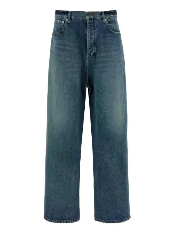Balenciaga Distressed Wide-leg Jeans - Blue