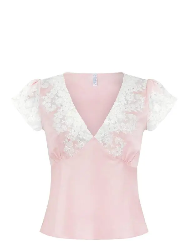 SCARLETT GASQUE Jayne Silk Lace Top - Pink