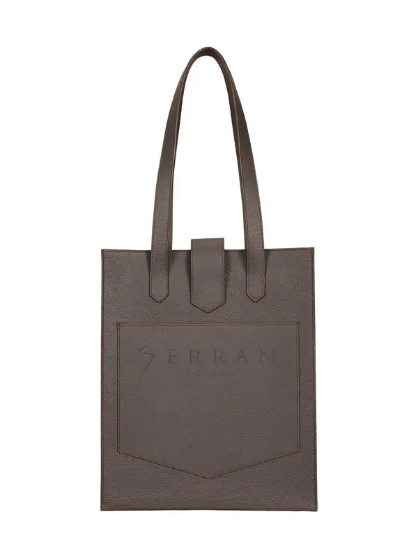 SERRAN LONDON Leather Tote Bag - Brown