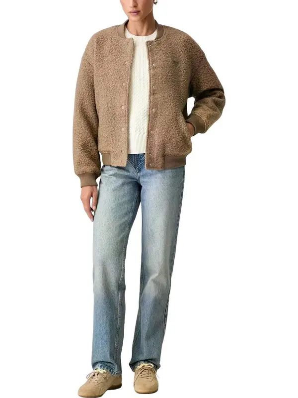 Guess Faux Sherpa Bomber Jacket - Neutrals