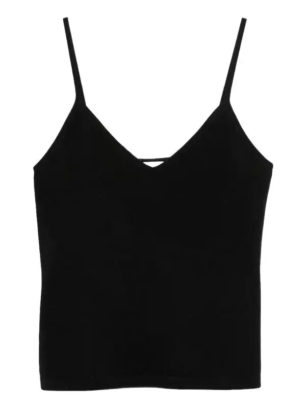 Eric Bompard Cashmere V-neck Spaghetti-strap Tank Top - Black