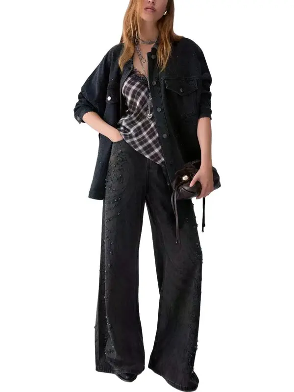 Liu Jo Flared Jeans With Gemstone Embellishments - Black