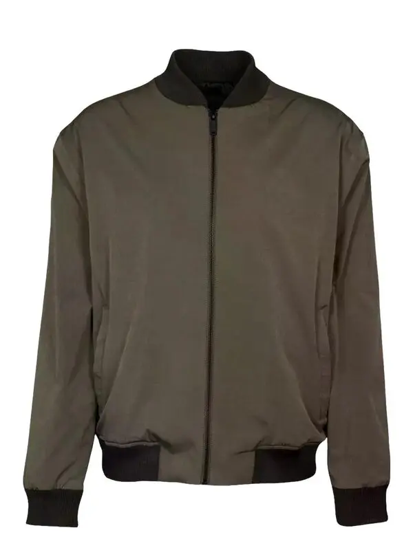 Karl Lagerfeld Ribbed-trim Zip-up Bomber Jacket - Green