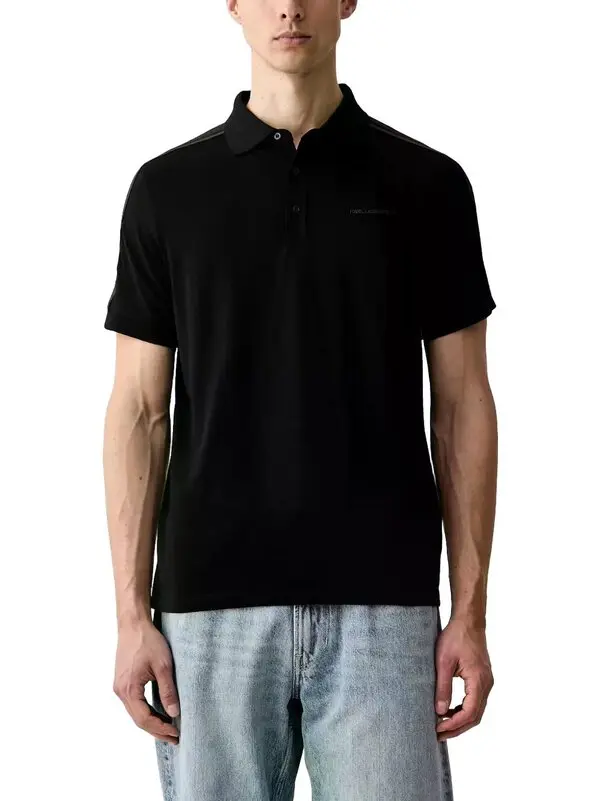 Karl Lagerfeld Logo-print Tape-detail Polo Shirt - Black