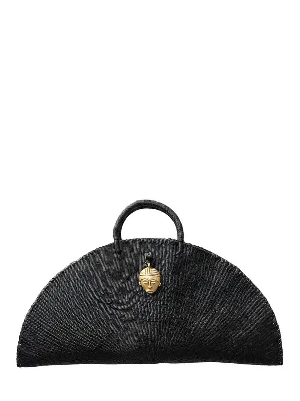 SOKONA Grande Kusana Handwoven Elephant Grass Bag - Black
