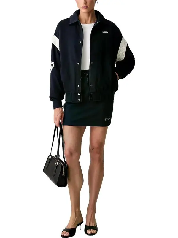 Guess Embroidered Logo Bomber Jacket - Blue