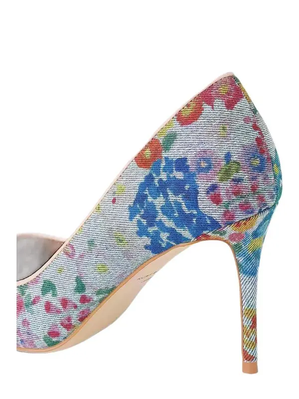 Kurt Geiger Floral-print Crystal-embellished Stiletto Pumps - Blue