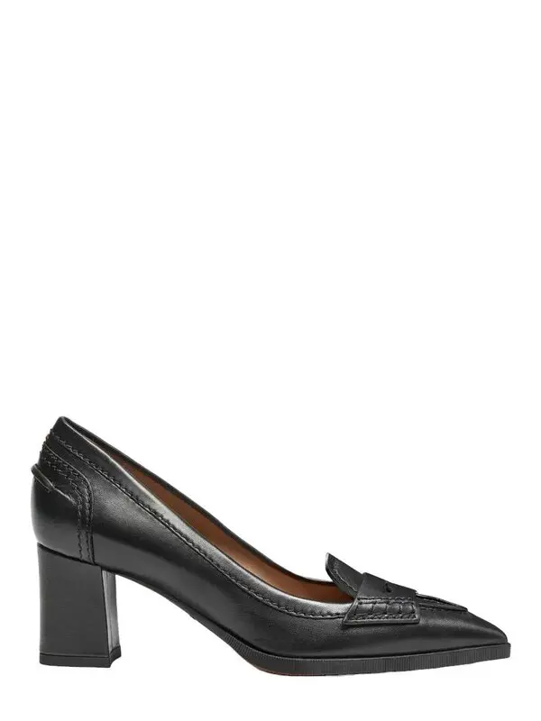 Santoni Pointed-toe Penny-strap Pumps - Black