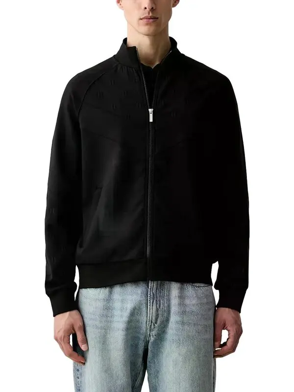 Karl Lagerfeld Monogram-pattern Zip-up Sweatshirt - Black