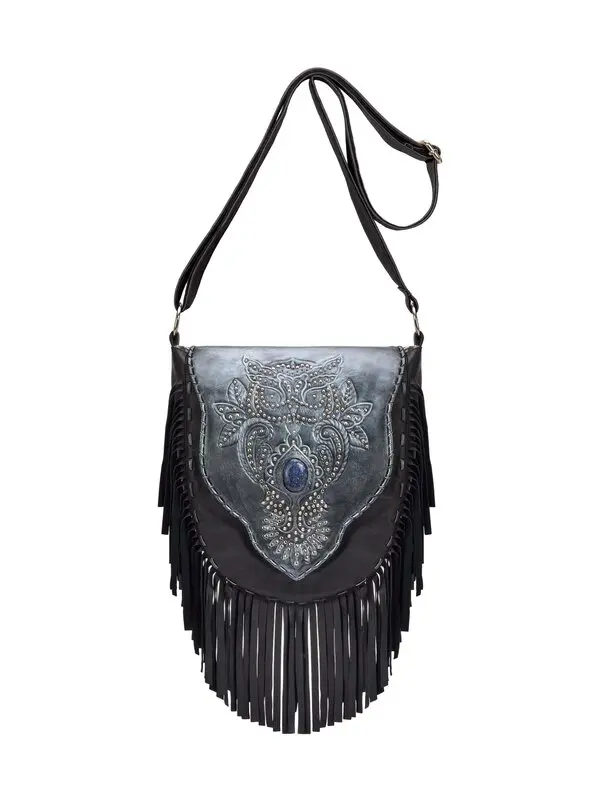 JODI LEE Benny Owl Bag Metallic - Black