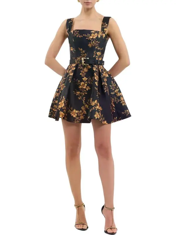 Rebecca Vallance Gilded Floral Mini Dress - Black
