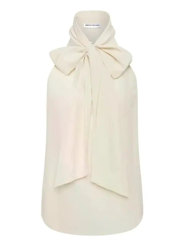 Rebecca Vallance Marietta Silk Halterneck Bow Detail Top - Neutrals