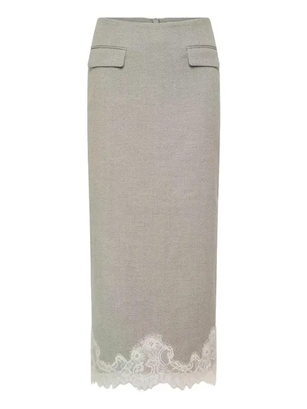 Rebecca Vallance Dauphine Skirt With Lace Trim - Grey