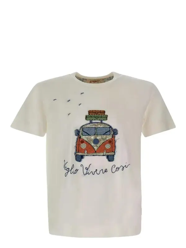 BOB Join Embroidered Appliqué T-shirt - White