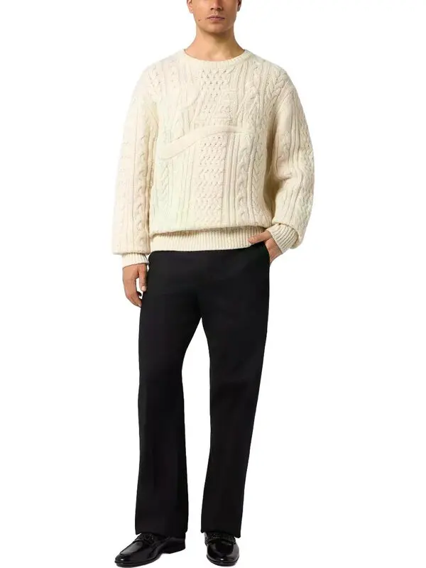 Philipp Plein Star Cable-knit Sweater - Neutrals