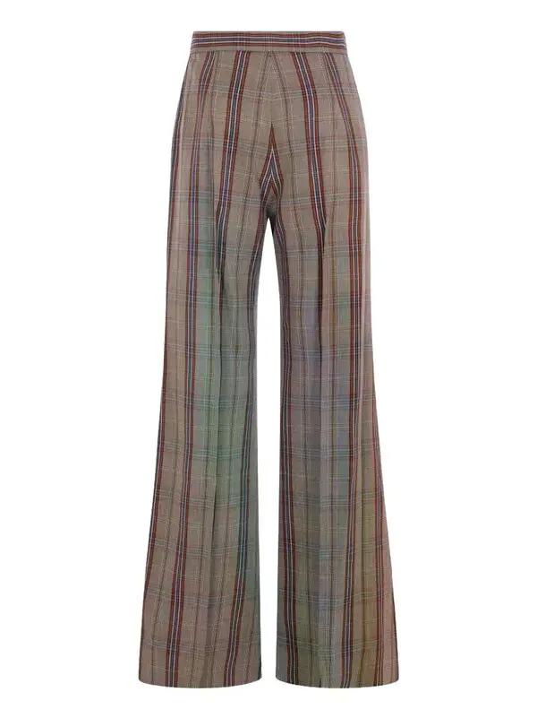 VIVIENNE WESTWOOD Checked Wide-leg Trousers - Brown