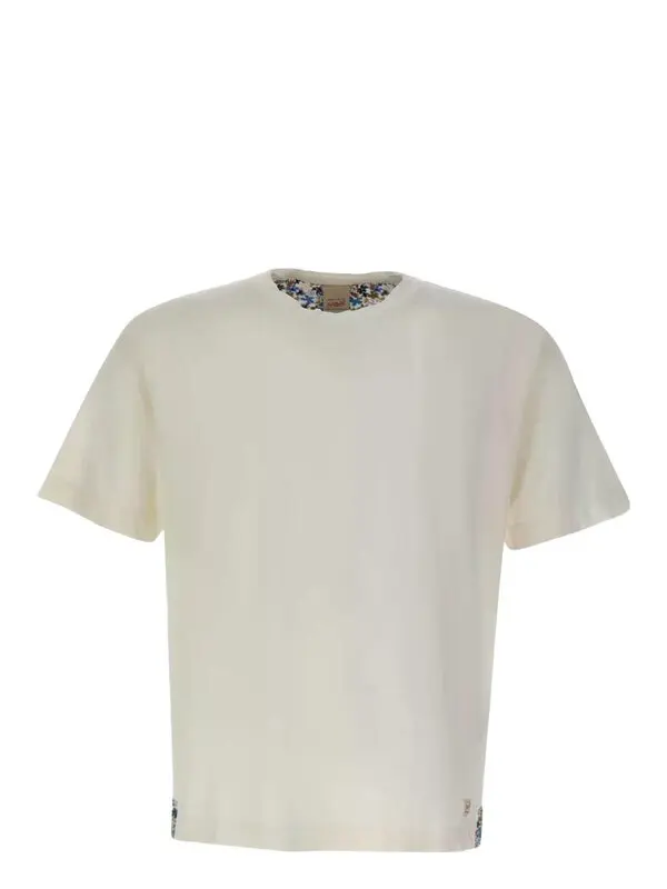 BOB Embroidered-logo Floral-trim T-shirt - White