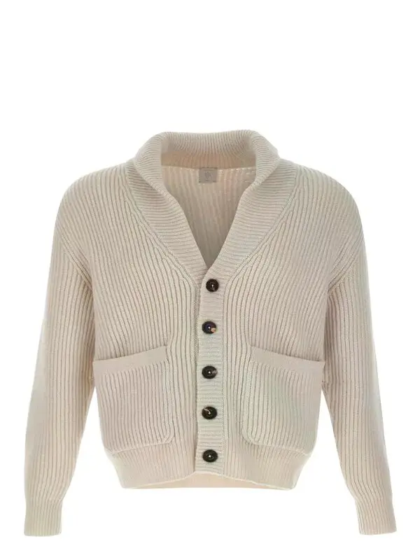 Eleventy Ribbed Knit Shawl Collar Cardigan - Neutrals