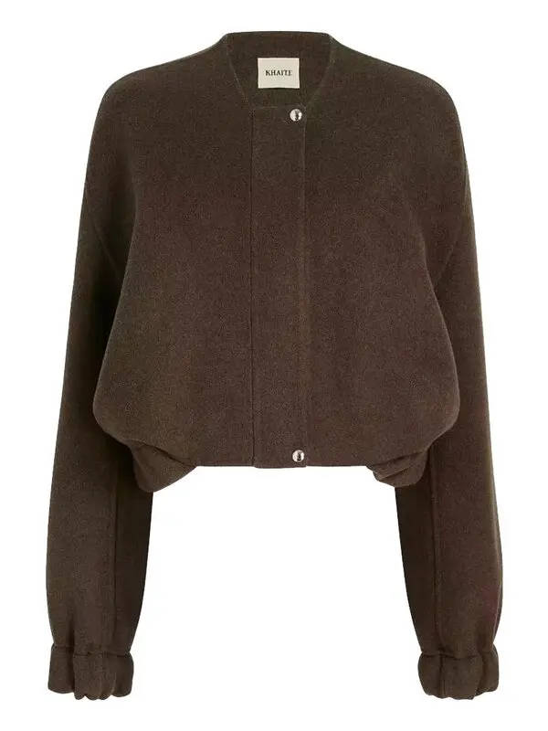Khaite Elasticated Cuff Bomber Jacket - Brown